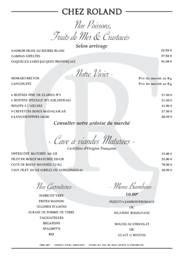 Menu – Chez Roland