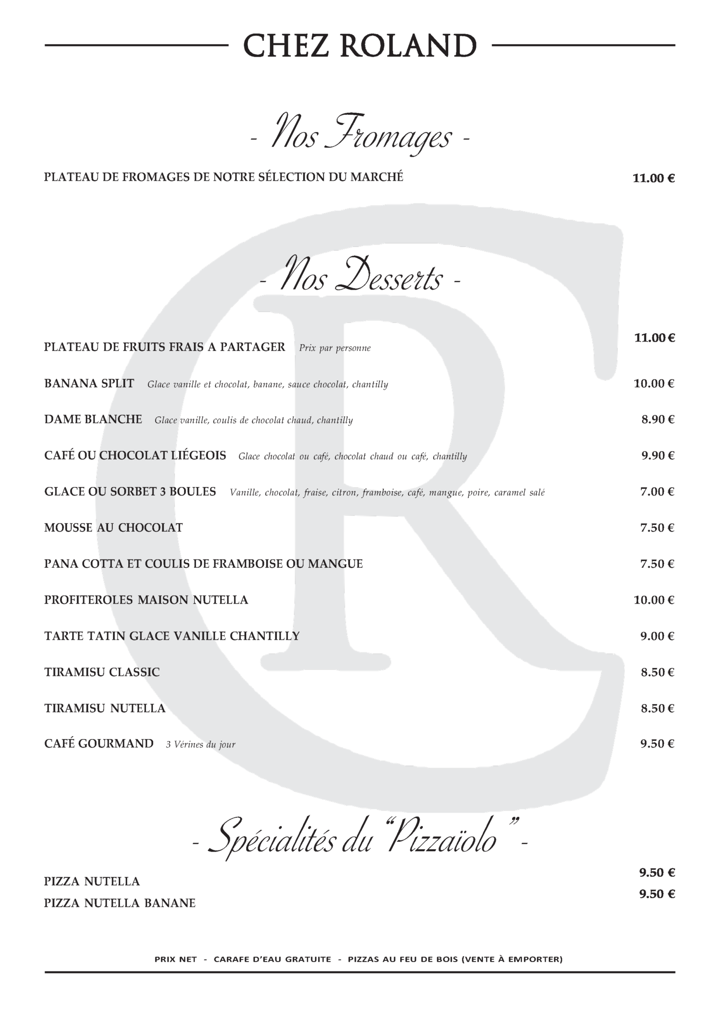 Menu – Chez Roland