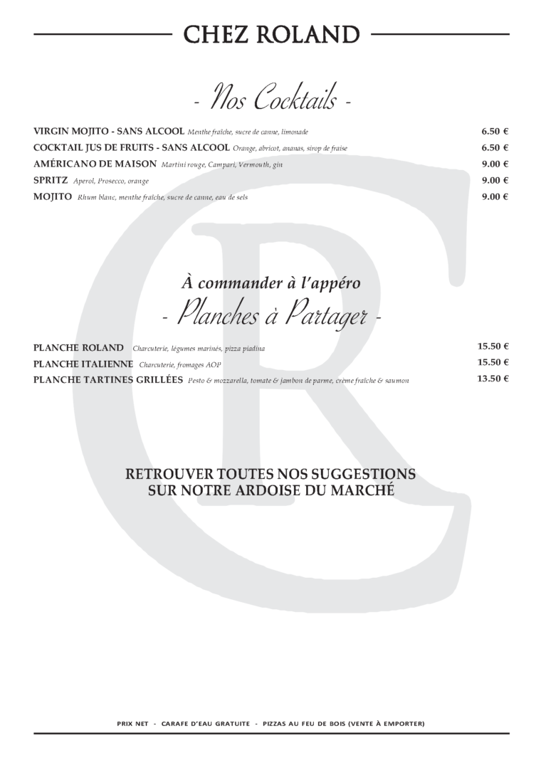 Menu – Chez Roland